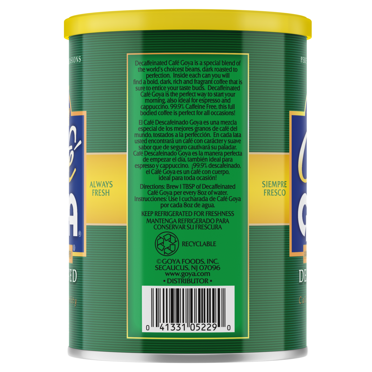 Café Goya Descafeinado - Lata Productos | Goya Foods